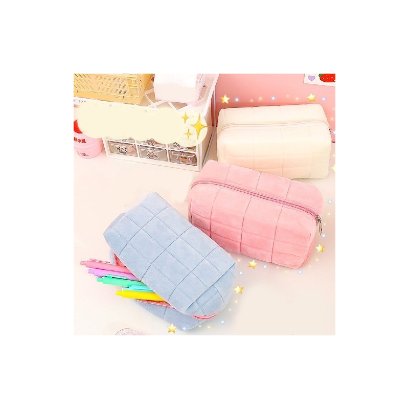 Fehér szín - Vágott szőr sminktáska nőknek utazó kozmetikai táska puha ...